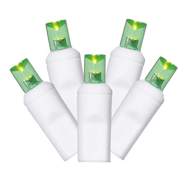 50 Light Lime Wide Angle LED Light on White Wire with 4 in. Spacing ...