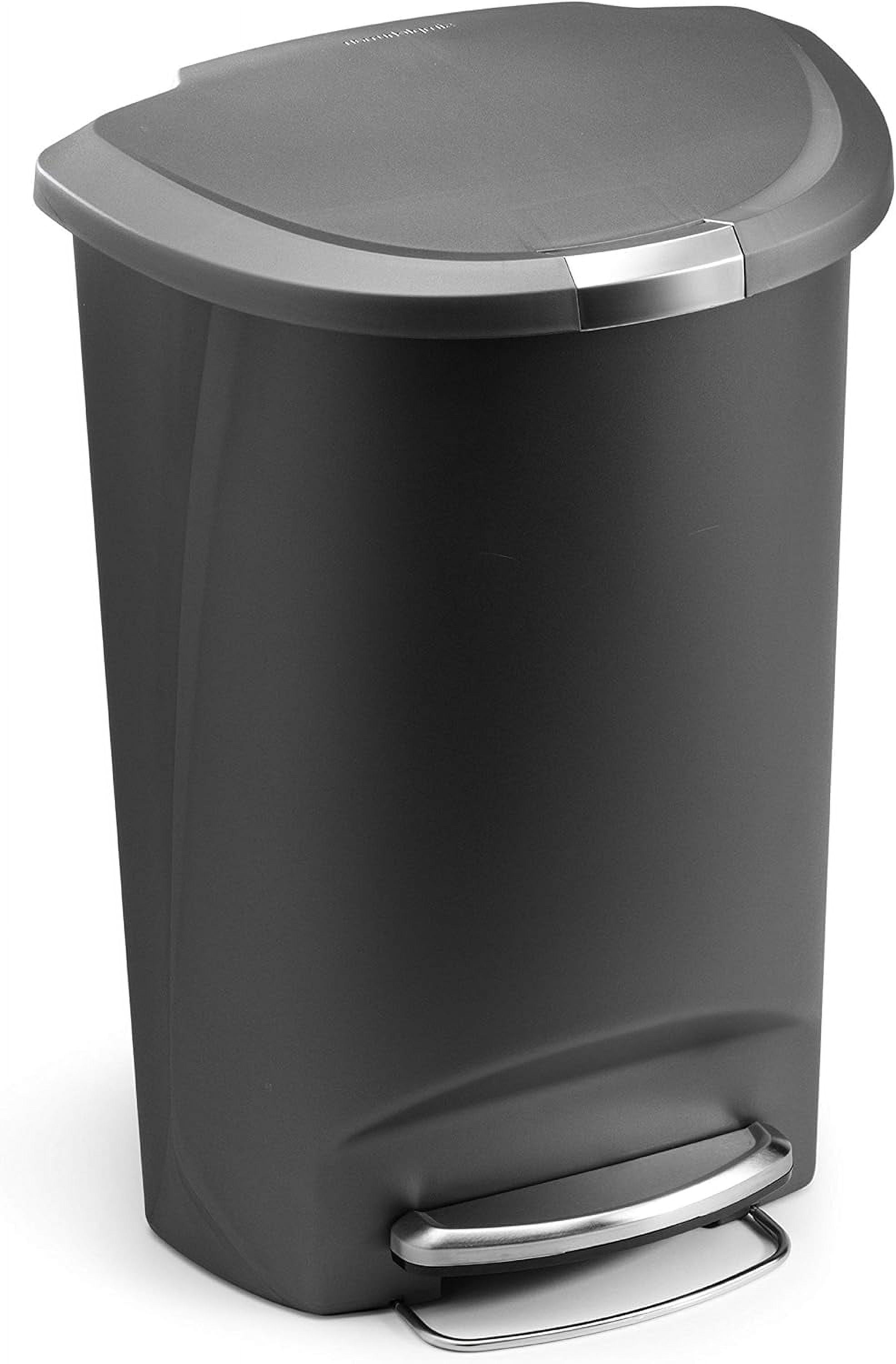 50 Liter / 13 Gallon Semi-Round Kitchen Step Trash Can with Secure ...