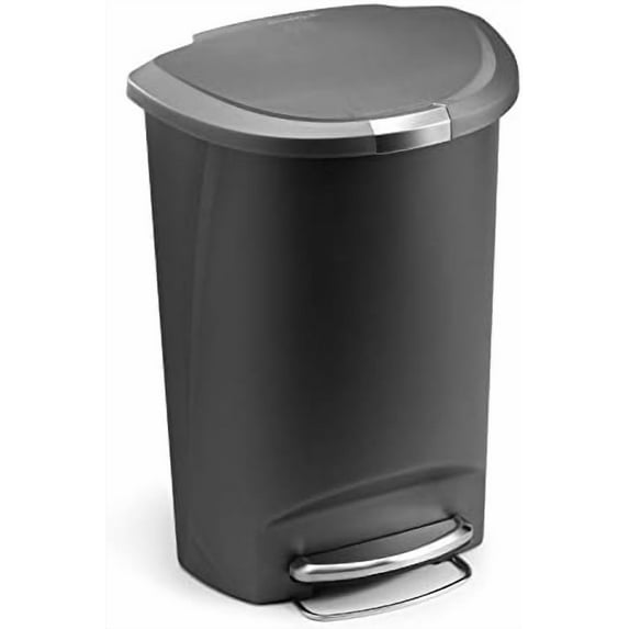 50 Liter / 13 Gallon Semi-Round Kitchen Step Trash Can with Secure ...