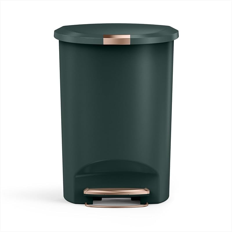 50 Liter / 13 Gallon Semi-Round Kitchen Step Trash Can with Secure ...
