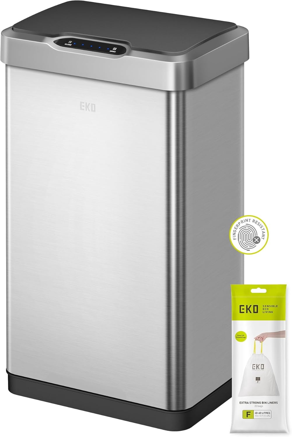 50 Liter Touchless Rectangular Motion Sensor Trash Can Brushed ...