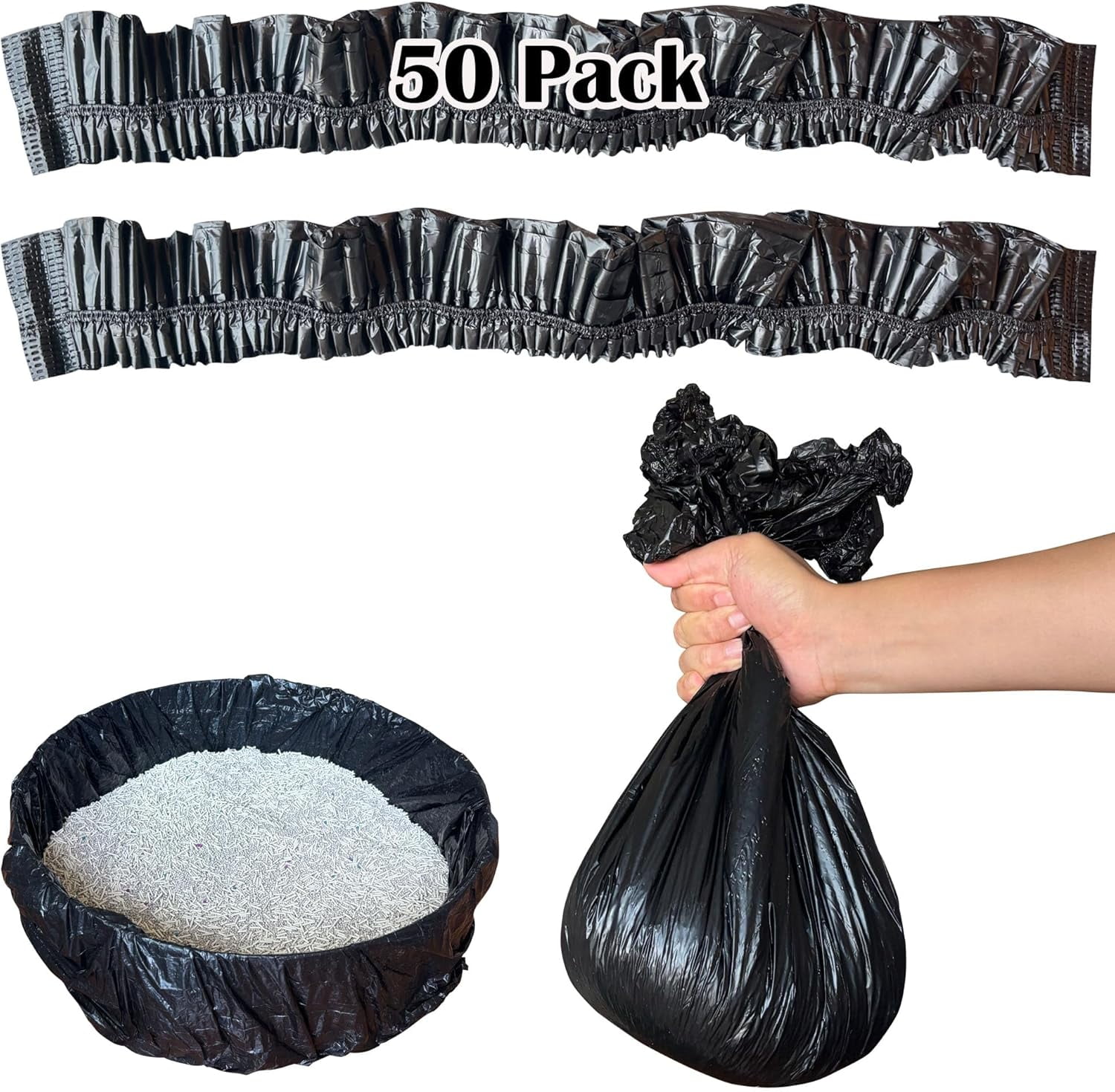 50 Litter Box Liners Compatible with Hooded Litter Box , Elastic Band ...