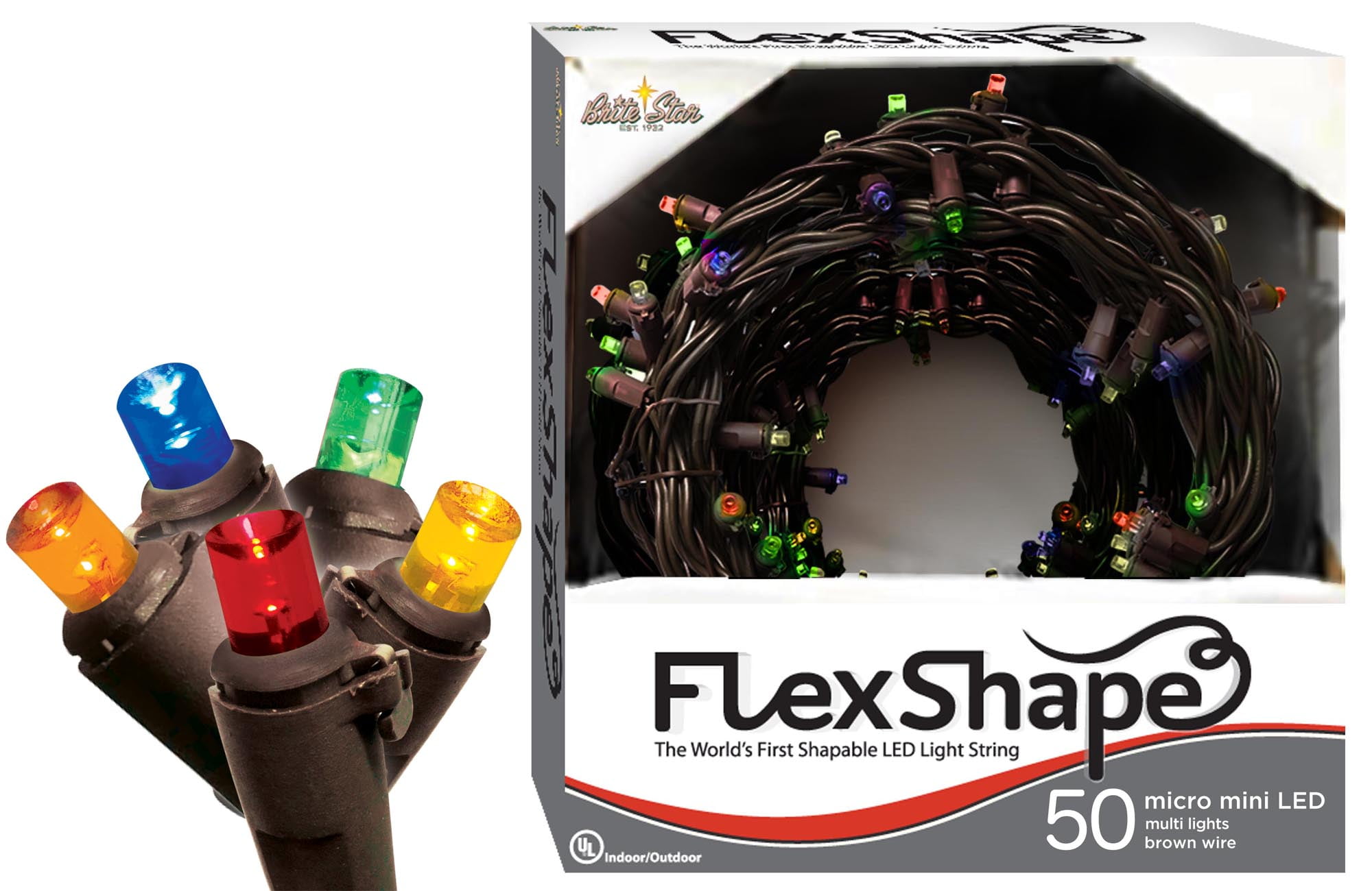 50 Lt Micro Mini Flex-Shape LED Lights, Multi, Brown Wire - Walmart.com