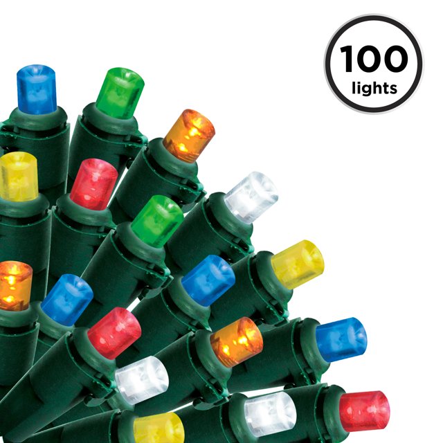 50 Lt Micro Mini LED Lights, Multi/White, Green Wire (Set of 2 ...