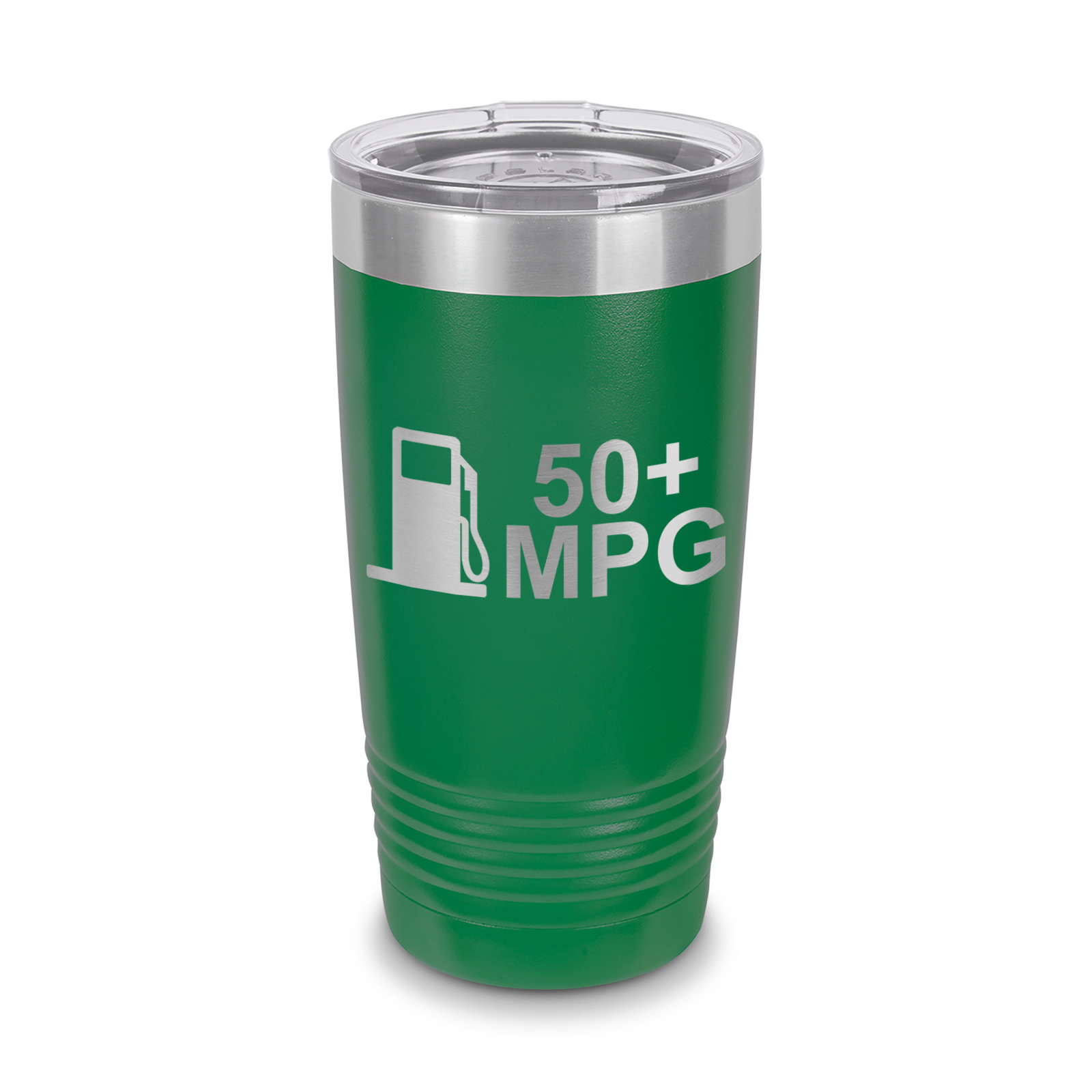 50 MPG Tumbler 20 oz - Laser Engraved w/ Clear Lid - Stainless Steel ...