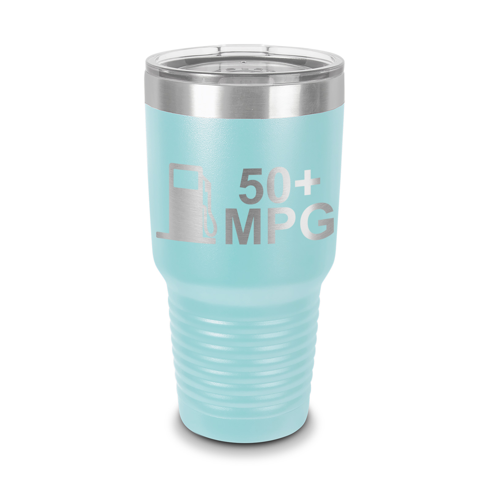 50 MPG Tumbler 30 oz - Laser Engraved w/ Clear Lid - Stainless Steel ...