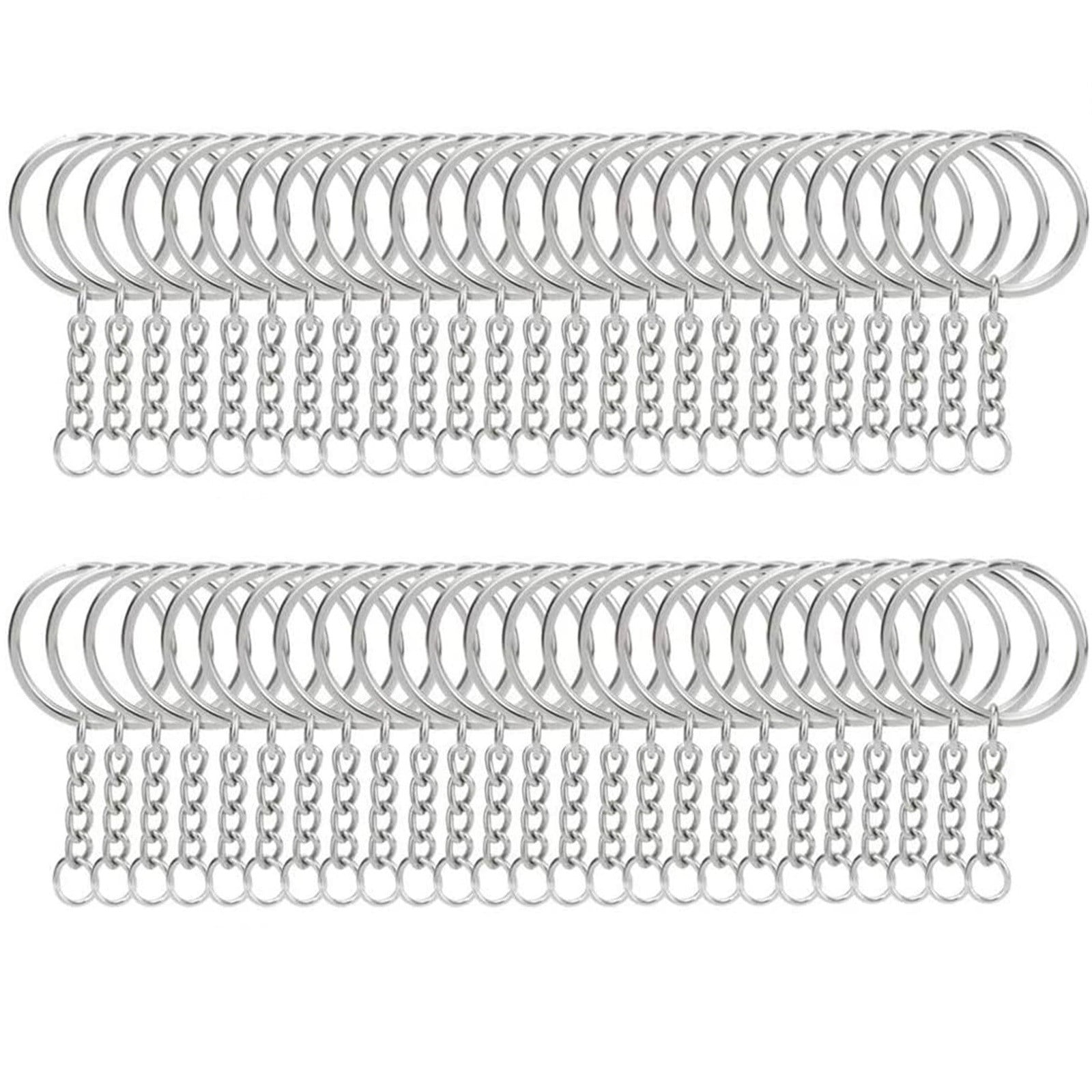 50 Metal Split Keychain Ring Parts with 25mm Open Jump Ring for DIY Key ...
