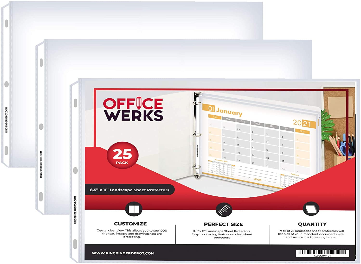 50 Micron Landscape Sheet Protector, 8.5 X 11, Clear, Pack of 25 ...