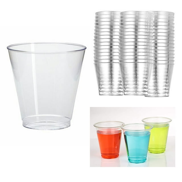 50 Mini Shot Glasses Clear Hard Plastic 1 Oz Disposable Party Cups ...