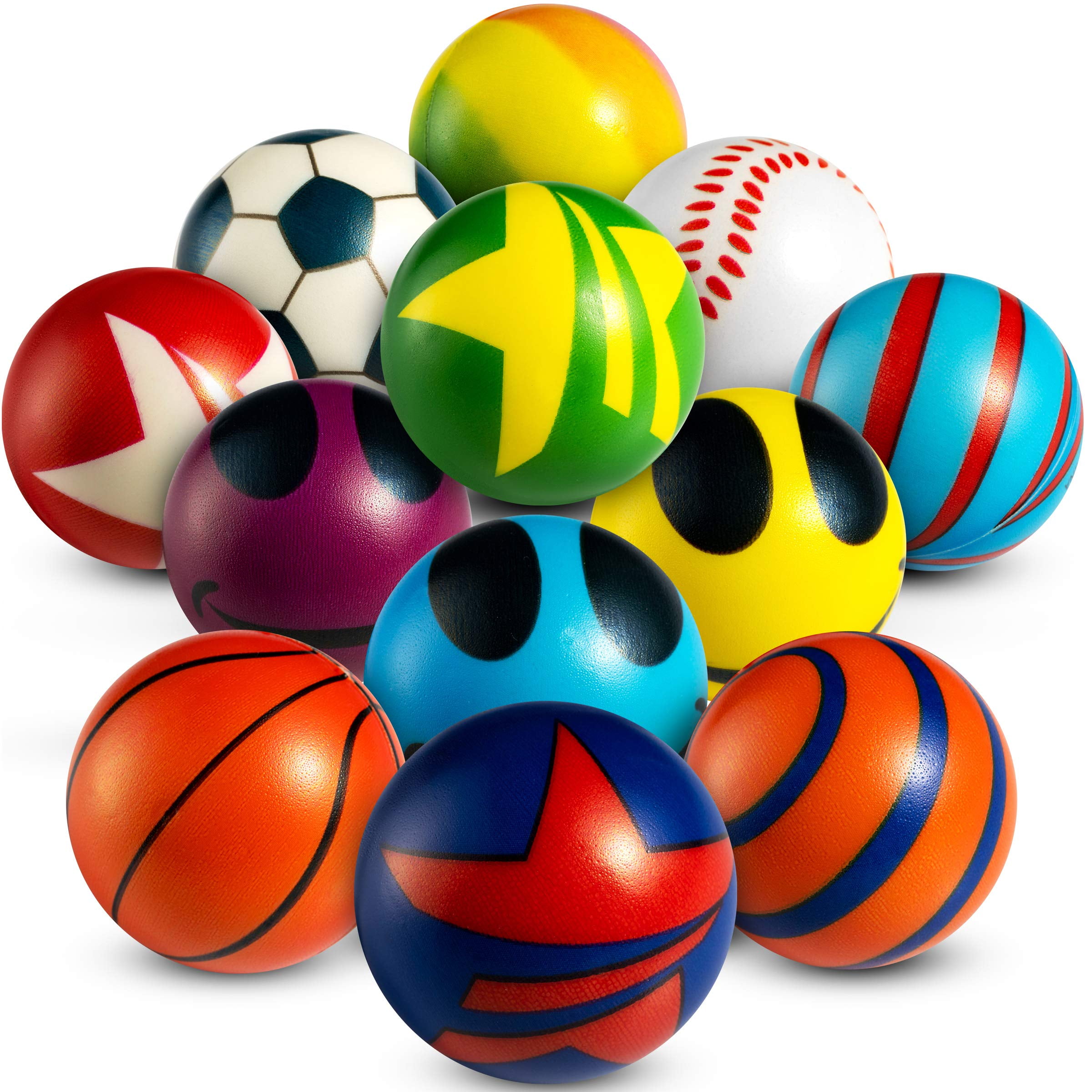 50 Mini Stress Balls for Kids and Adults - Bulk 2 Inch Assorted Soft Stress Relief Balls ...