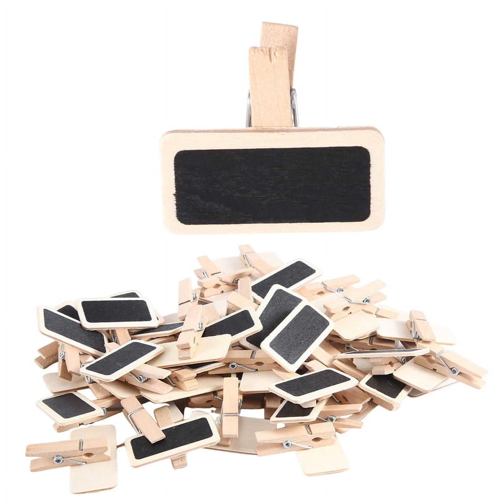 50 Mini blackboard wood message rectangle clip panel card memos label ...