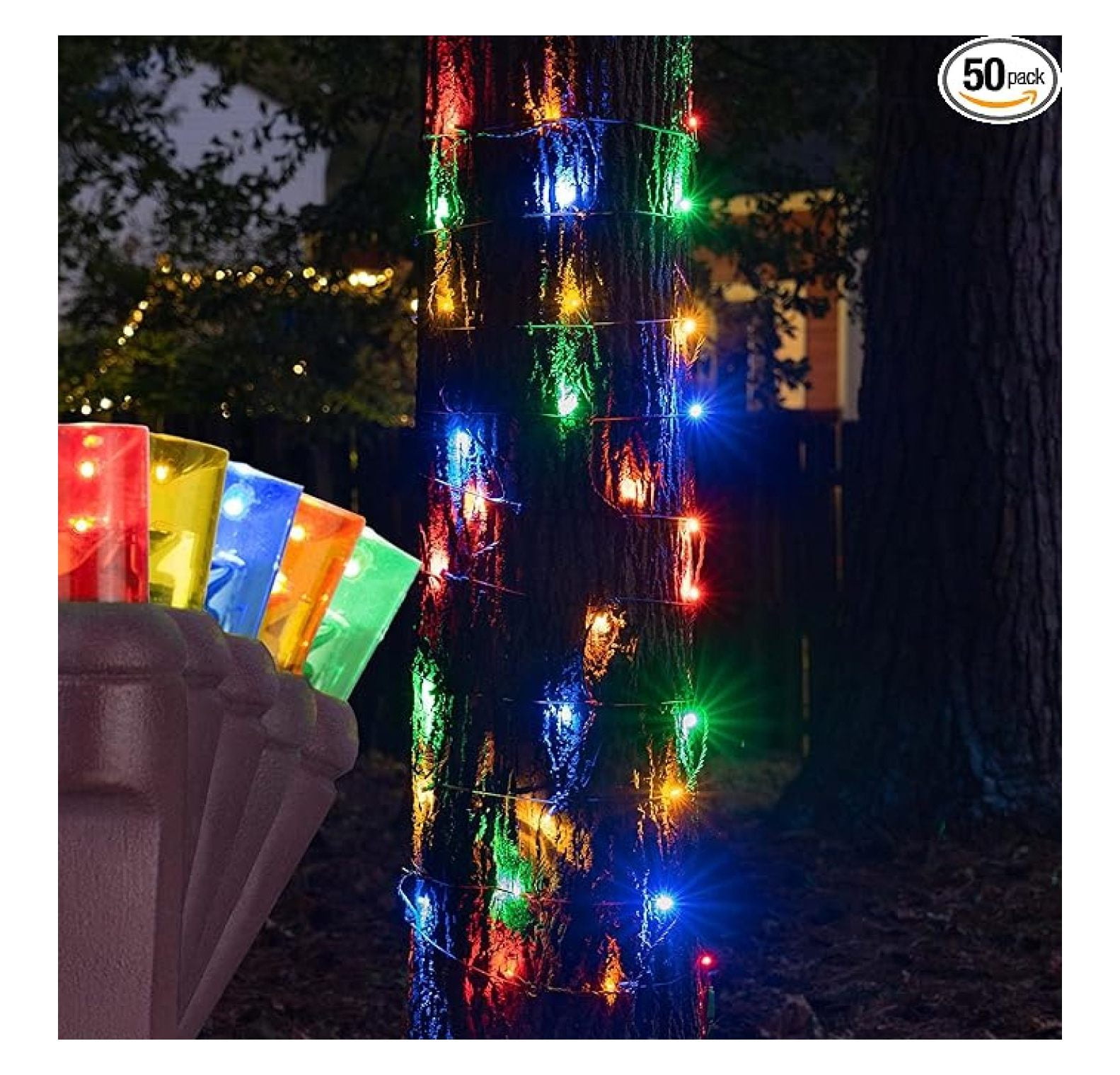 50 Multicolor StretchNet Pro Expandable Christmas Net Lights for Medium ...