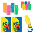 50 Neon Assorted Birthday Party Favor Erasers Pencil Top Non Abrasive ...