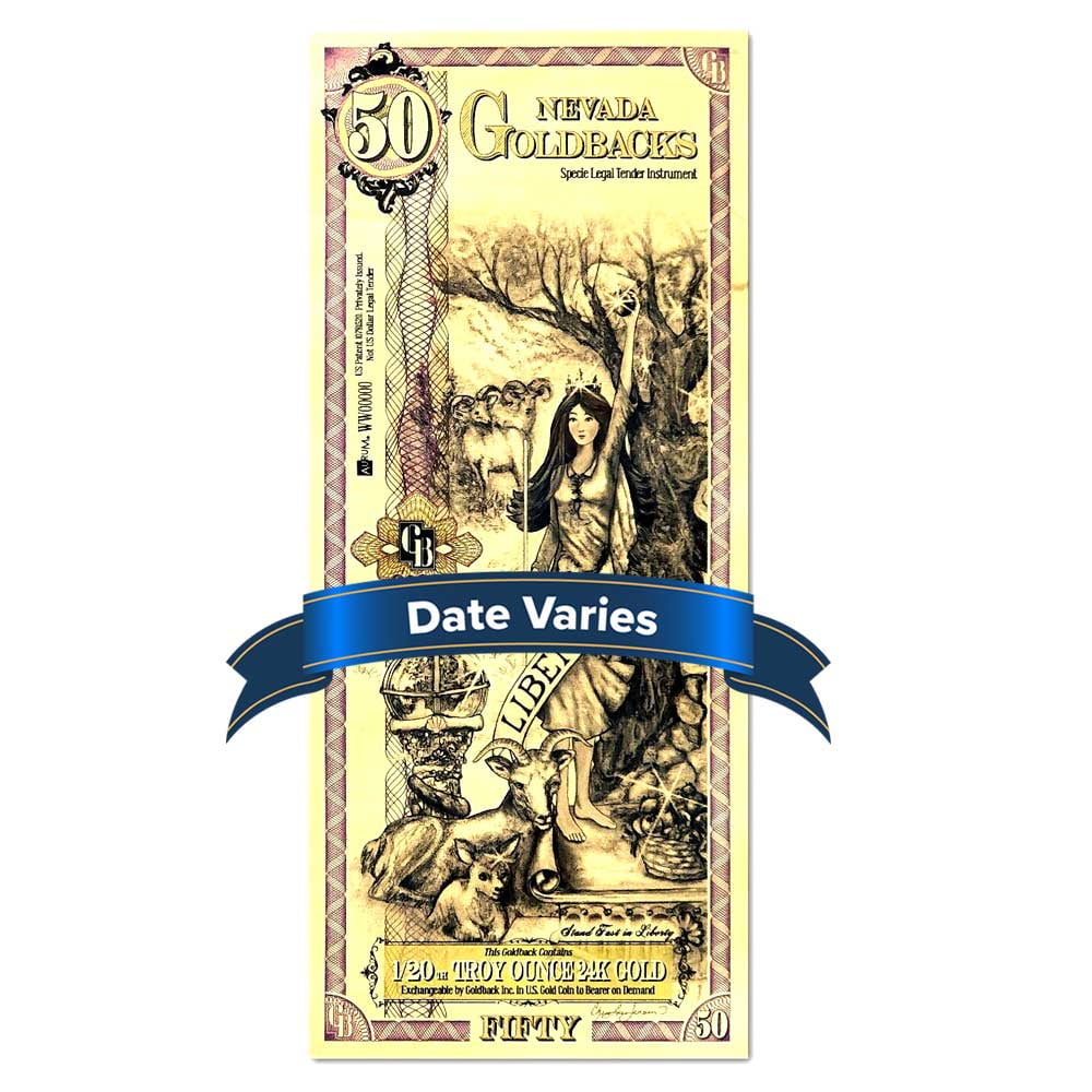 50 Nevada Goldback Aurum 24k 1/20 oz Gold Foil Note - Walmart.com
