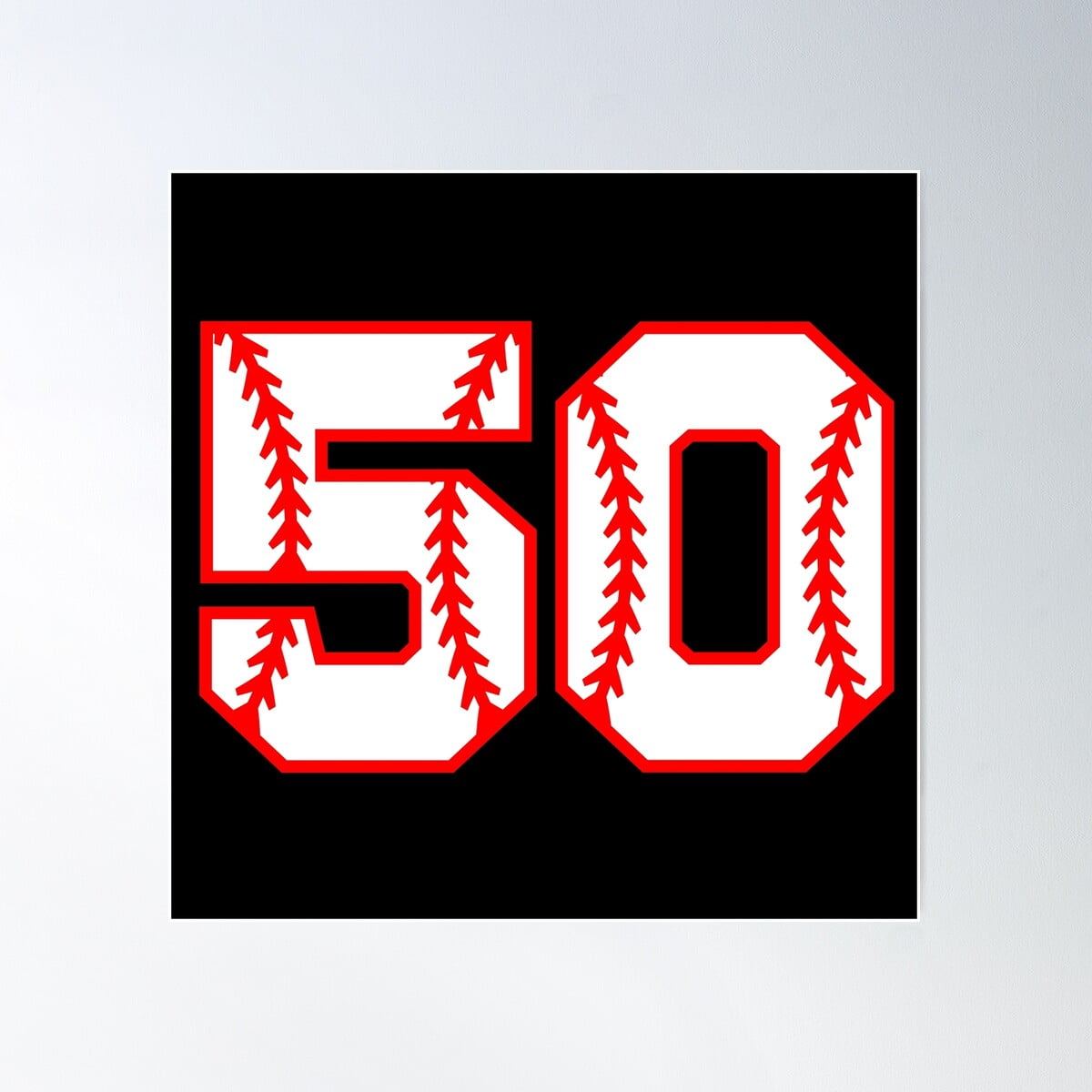 50 Number Baseball Fifty Sport Poster Wall Art, Modern Wall Decor For Living Room Bedroom, 17x17 ...