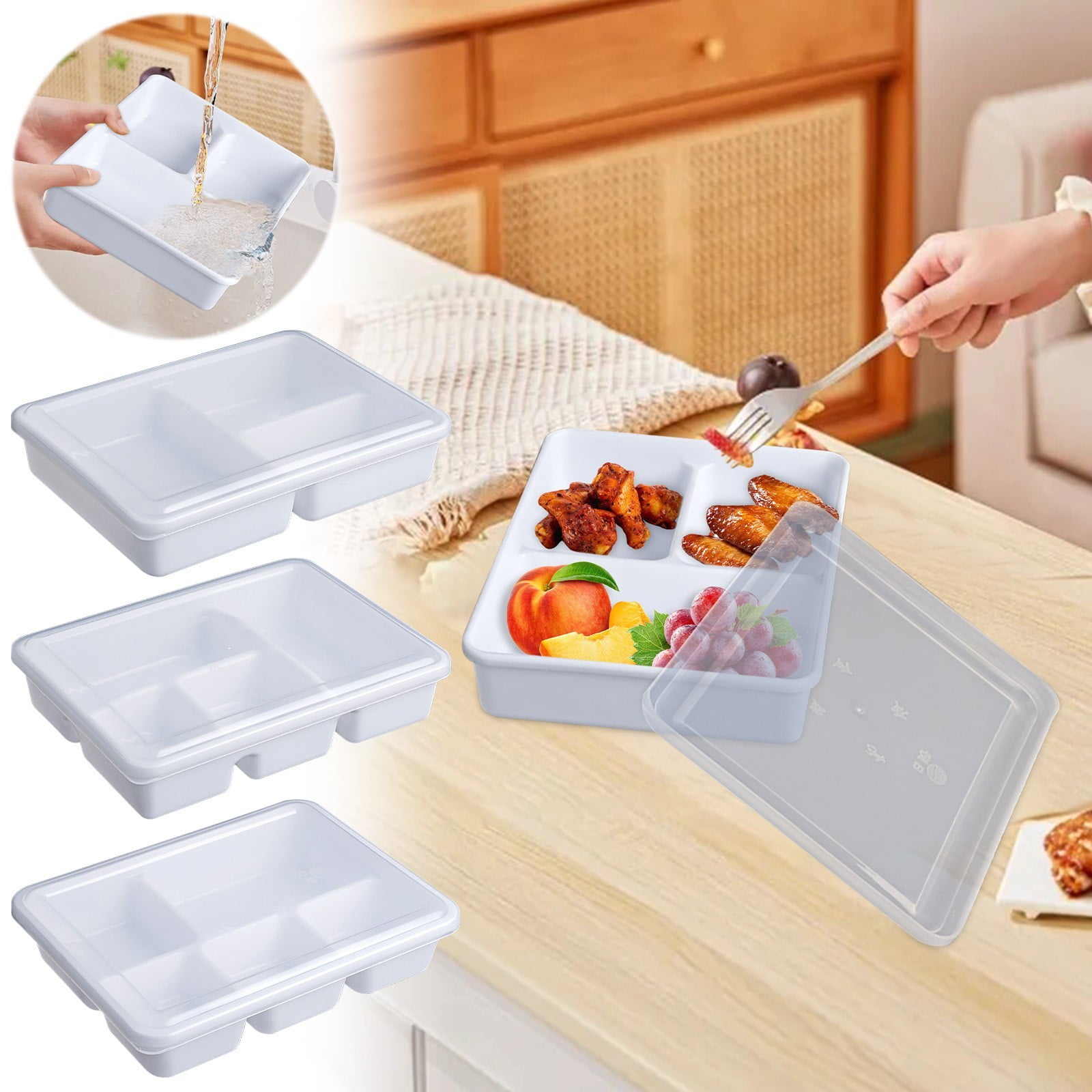 Up to 50% OFF, Rectangular White Reusable Plastic Fast Food Box, Four ...