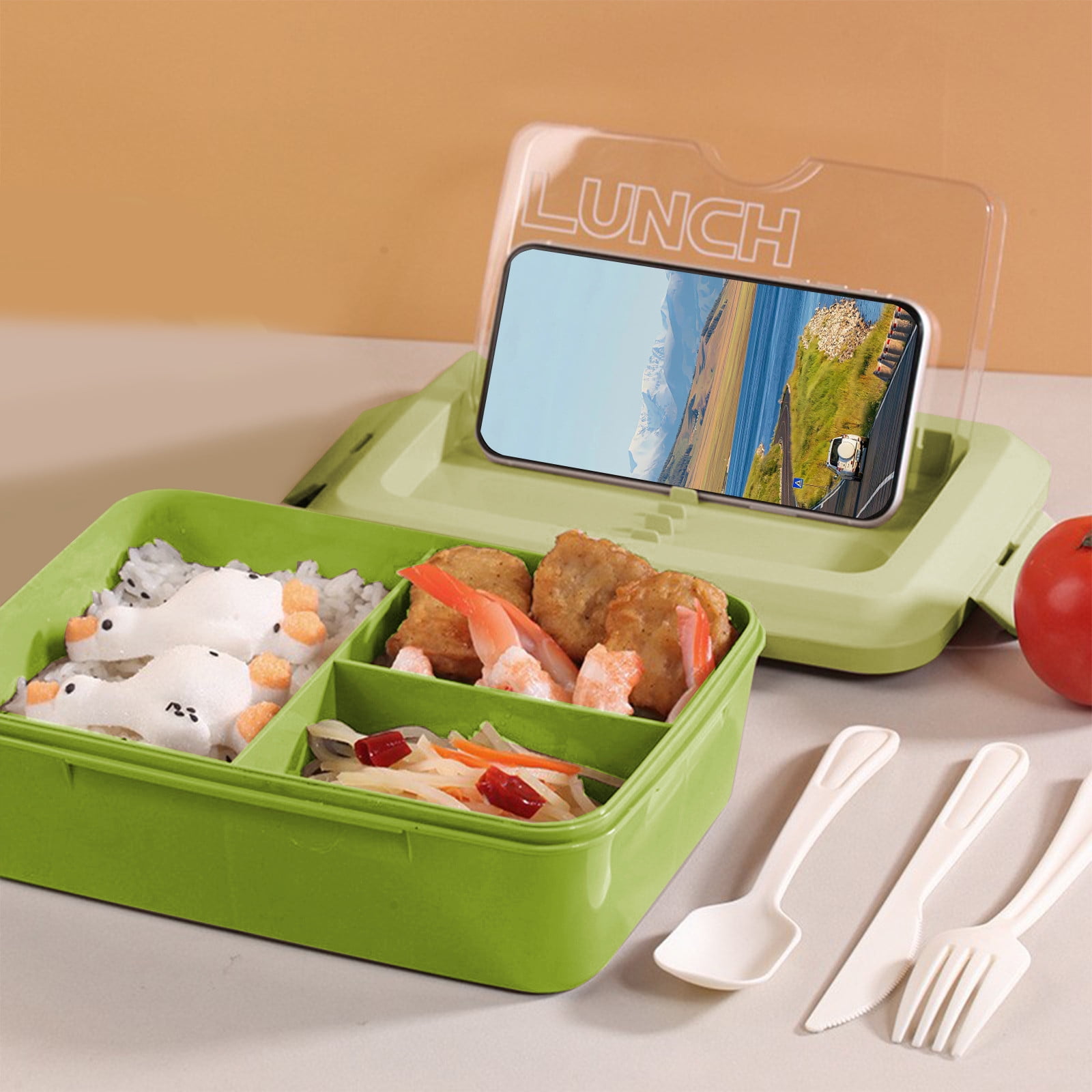 up to 50% Off, 3-compartment Plastic Bento Box, Divided Microwaveable ...