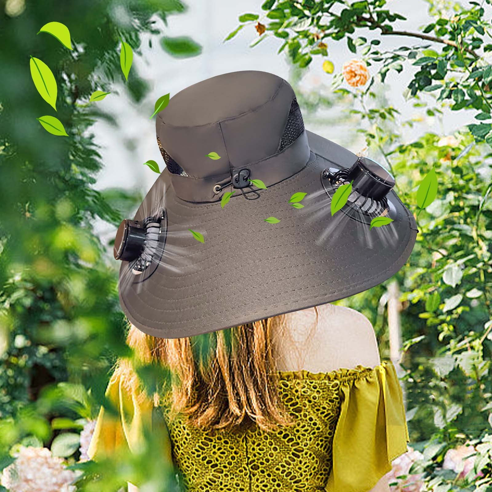Up to 50% Off! Boovnll Solar Fan Hat, Wide Brims 3 Speed Adjustment Fan ...
