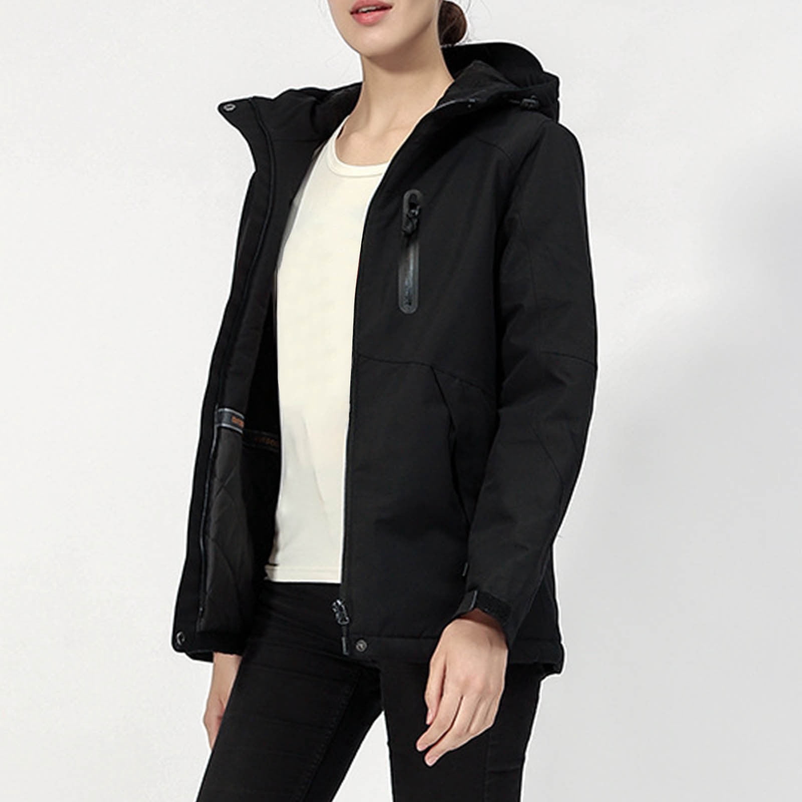 50% Off Clear! Ofreoo Winter Coats for Women Solid Color Warm Charging ...