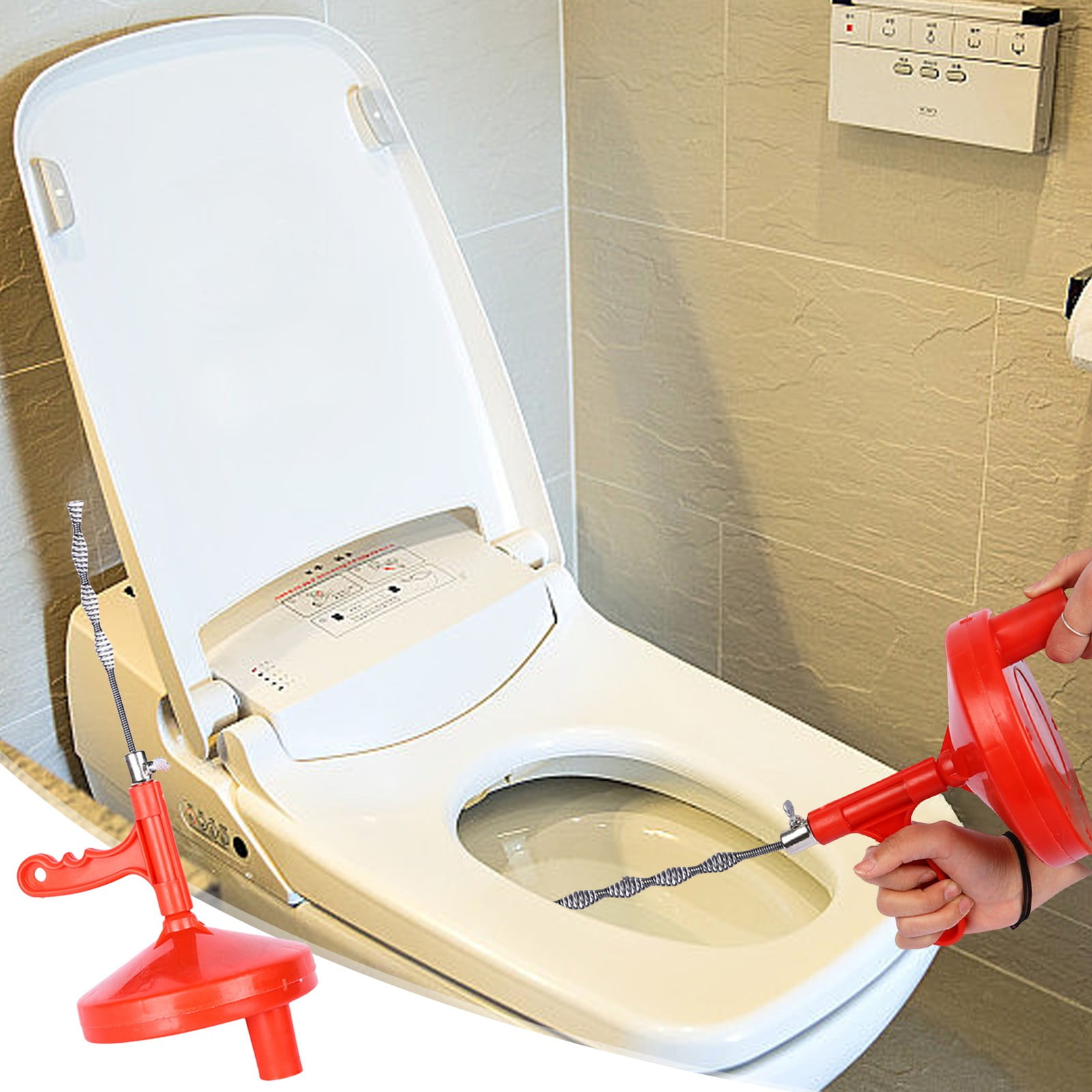 50% Off Clearance InsCrazy Household Hand Crank Toilet Pipe Unclogger ...
