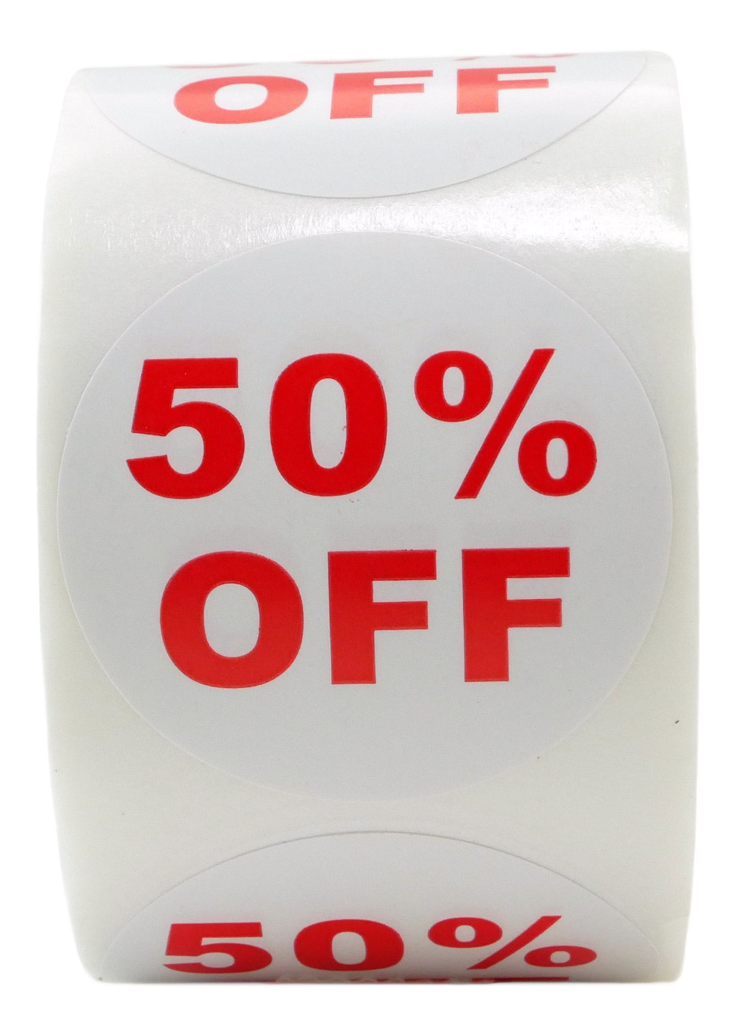 50%-Off Sale Stickers, 1.5 Inch Round, Red/White, 500 Adhesive Labels ...