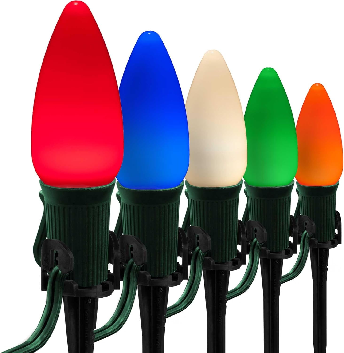 50’ OptiCore LED Multicolor Smooth/Opaque Christmas Pathway Lights, C9 ...