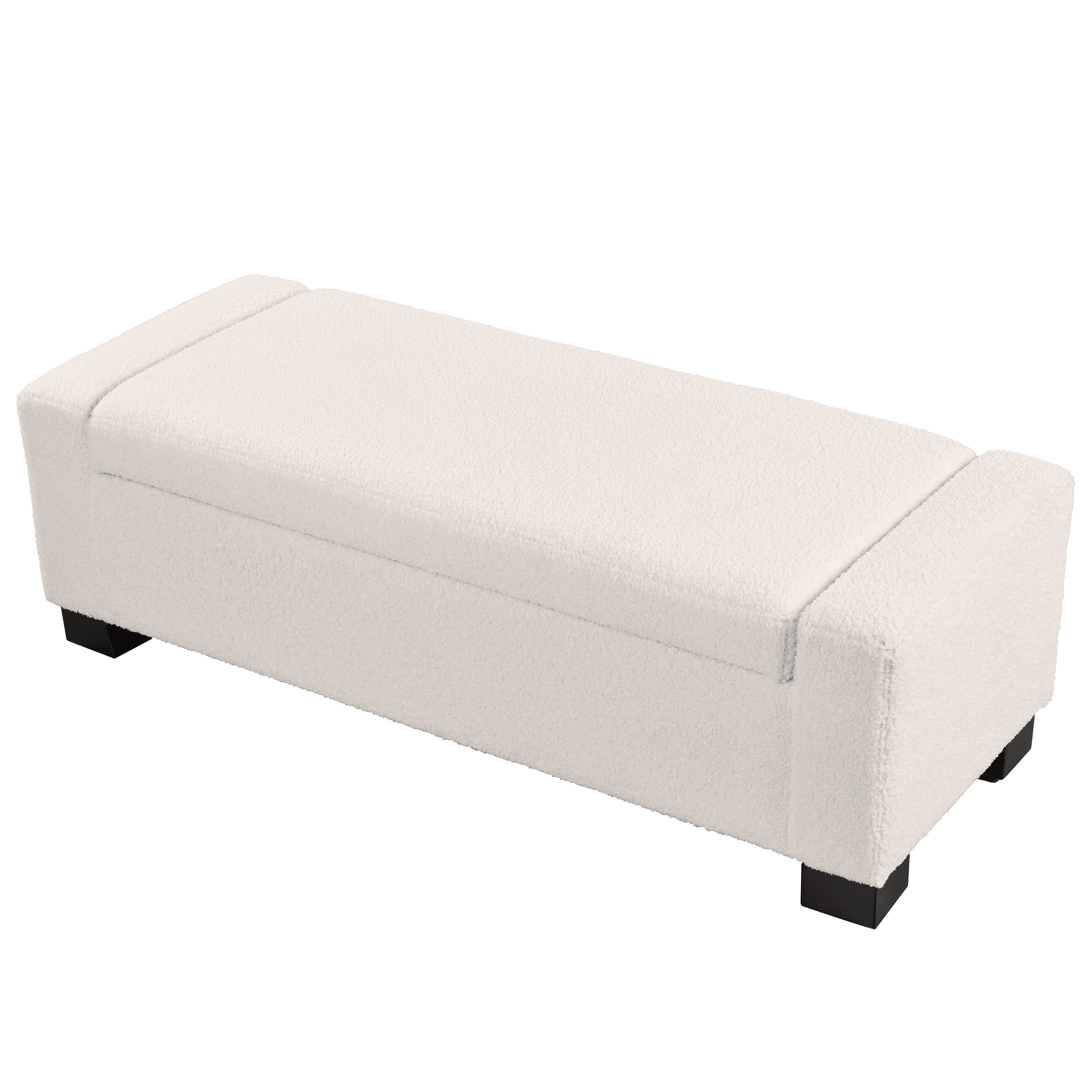 50" Ottoman Bench in Textured Boucle Rectangular Design Hinged Lid for ...