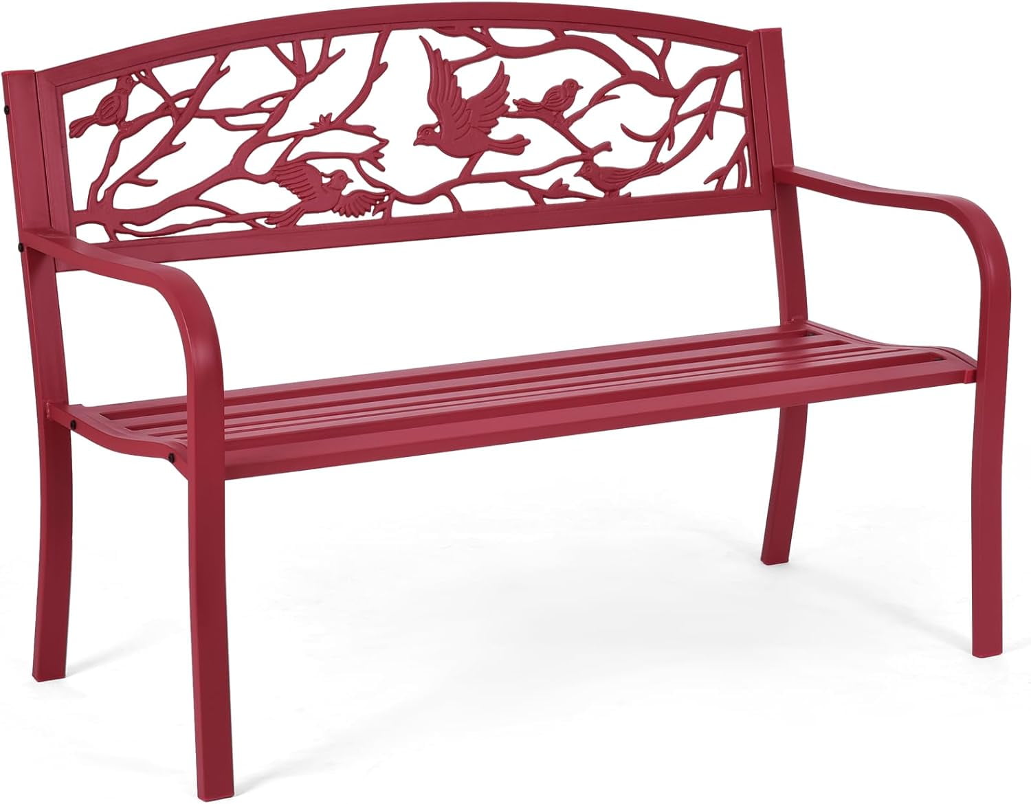 50”Outdoor Bench with Cast Iron Backrest & Ergonomic Armrest,600 lbs ...