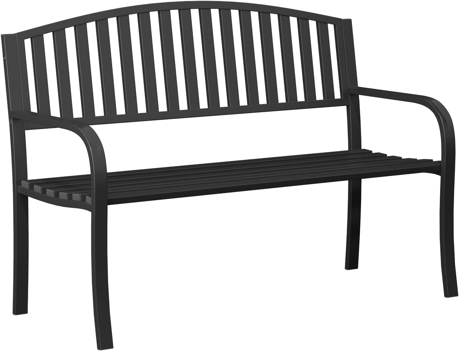 50" Outdoor Bench, Heavy-Duty Metal Frame Graden Bench, Weatherproof ...
