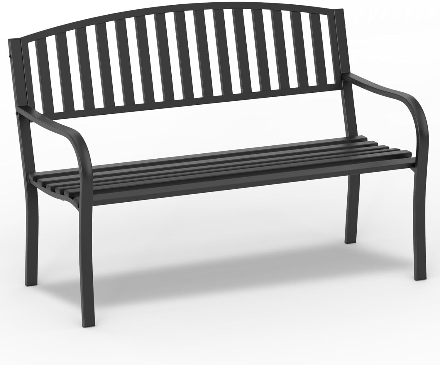 50'' Outdoor Bench Weatherproof, Cast Iron All Metal Frame Garden Bench ...