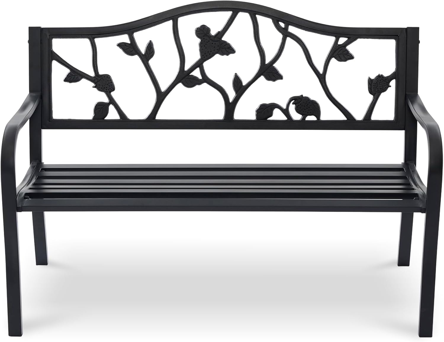 50" Outdoor Garden Bench, Cast Iron Metal Outdoor Benches Weatherproof ...