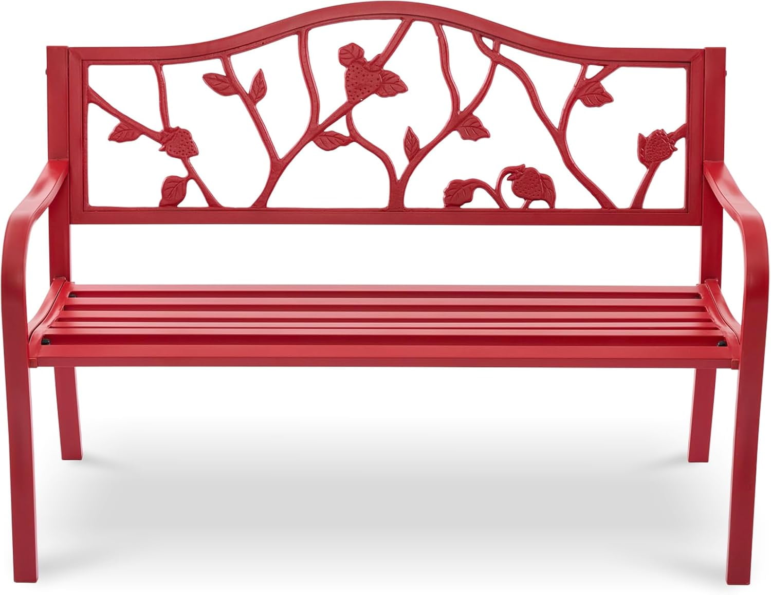 50" Outdoor Garden Bench, Cast Iron Metal Outdoor Benches Weatherproof ...