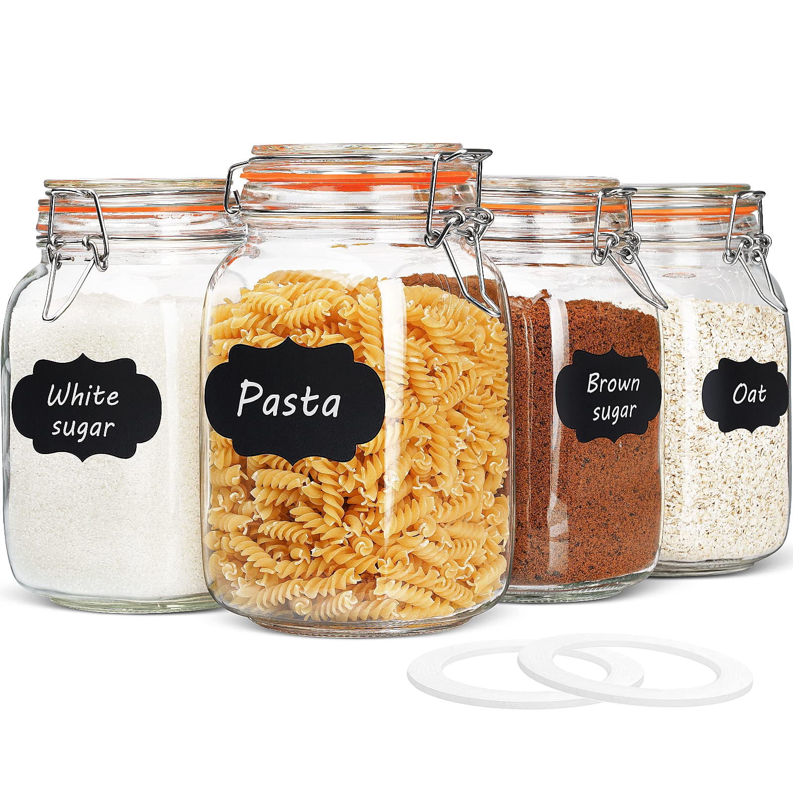 50 Oz Glass Jars With Airtight Lids Wide Mouth Mason Clip Top For ...