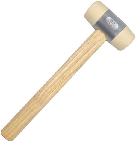 50 Oz Nylon Rubber Hammer with Wooden Handle, Double-Sided Safety ...