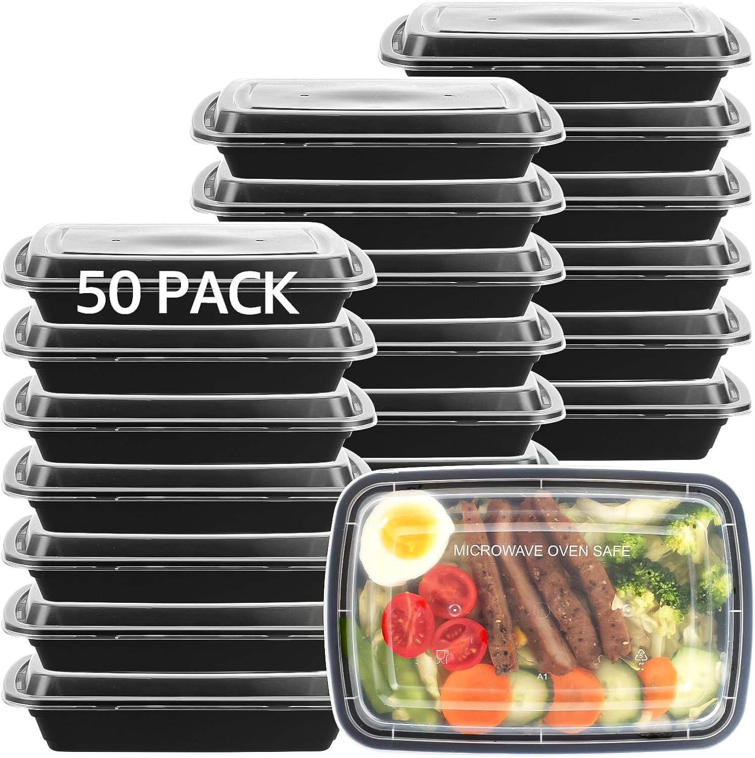 50 PACK, 28 oz. Meal Prep Containers with Lids, BPA-Free Extra Thick ...