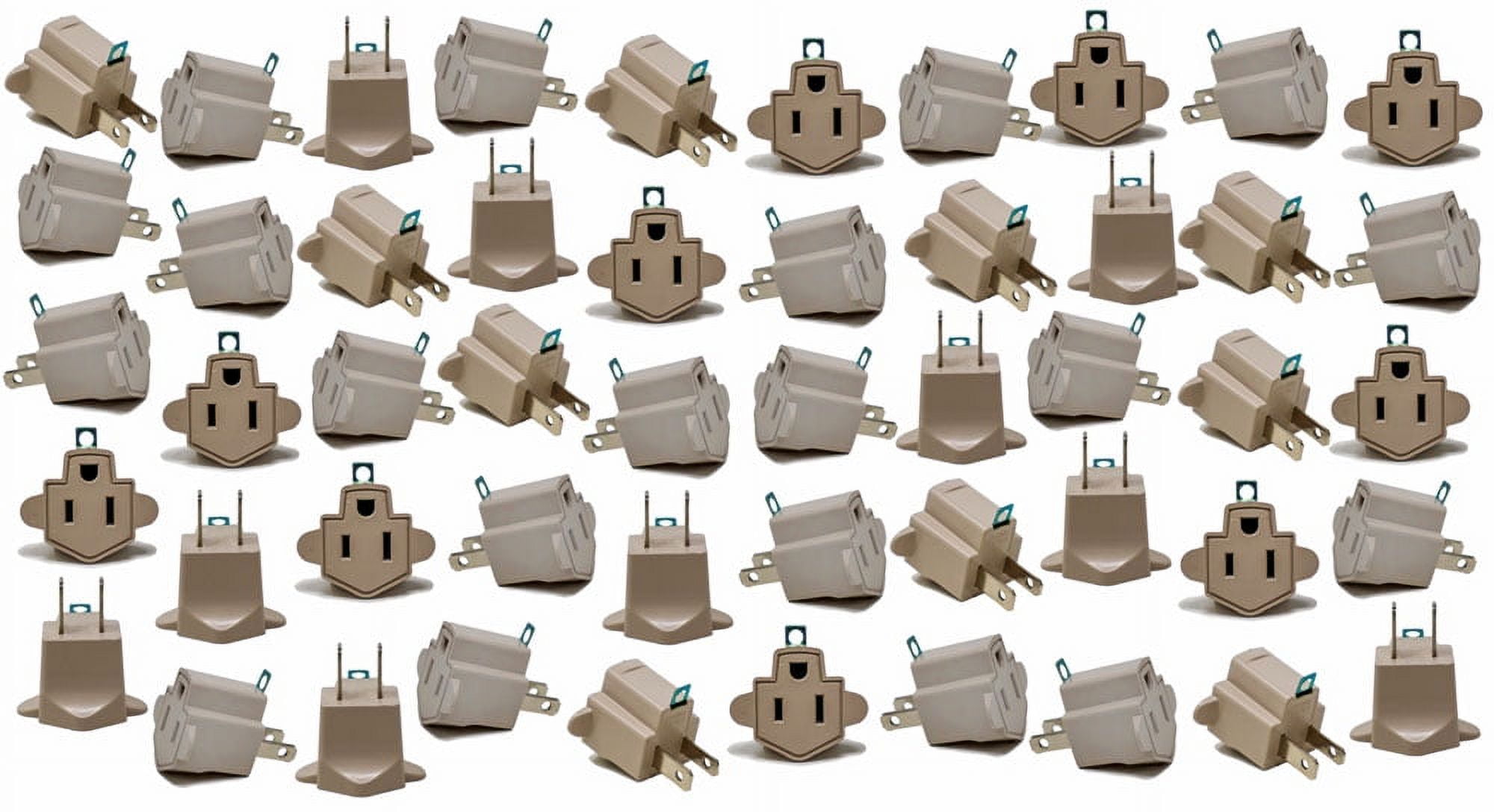 50 PACK 3 TO 2 PRONG AC POLARIZED GROUNDING AC POWER PLUG ADAPTER ETL ...