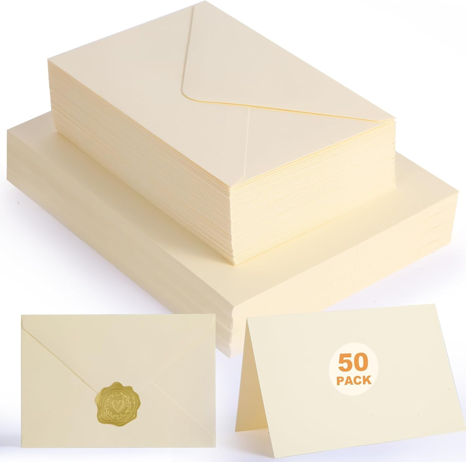 50 PACK Cream Blank Cards and Envelopes 4x6 Inch, Note Greeting Cards ...