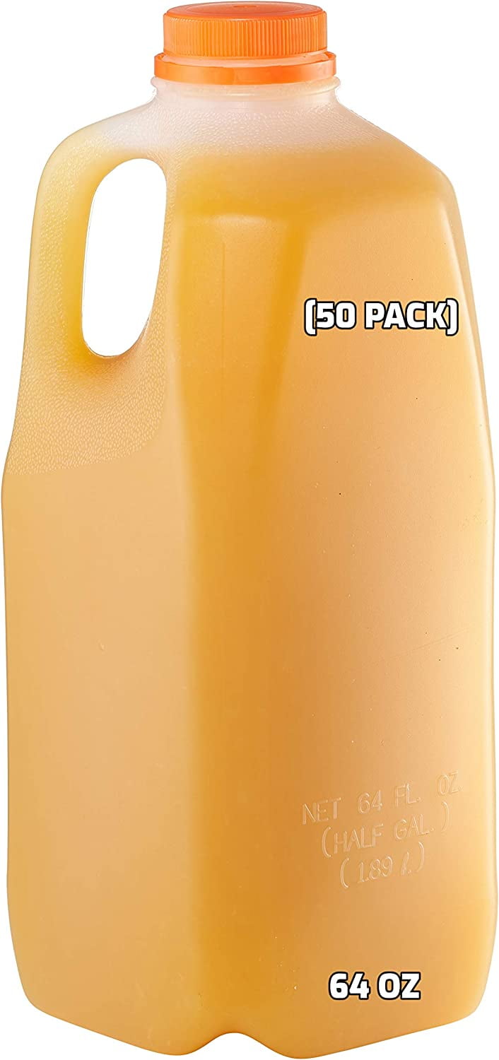 [50 PACK] Empty Plastic Juice Bottles with Tamper Evident Caps 64 OZ ...