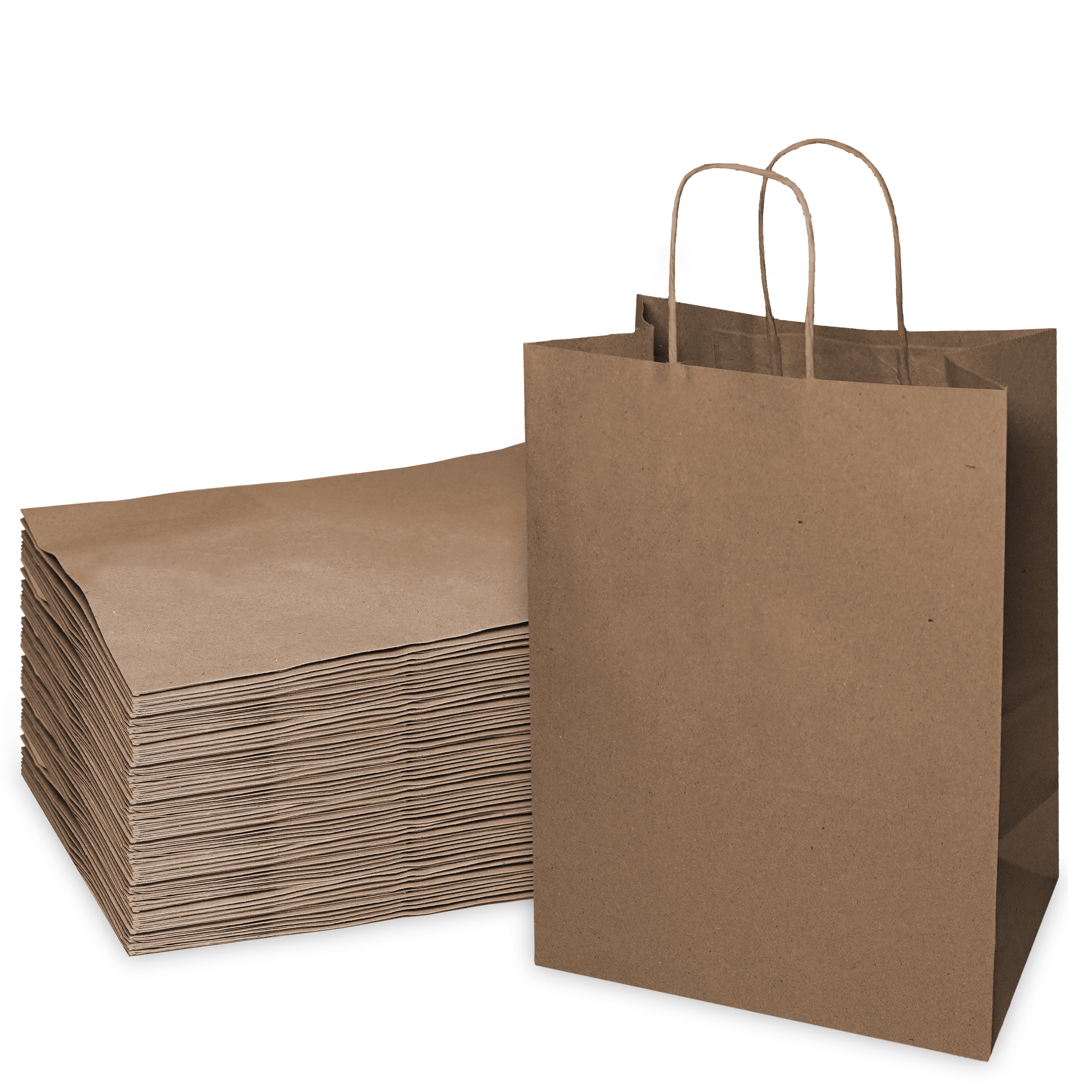 [50 PACK] Small Brown Kraft Paper Bags with Handles, Shopping, Gift ...