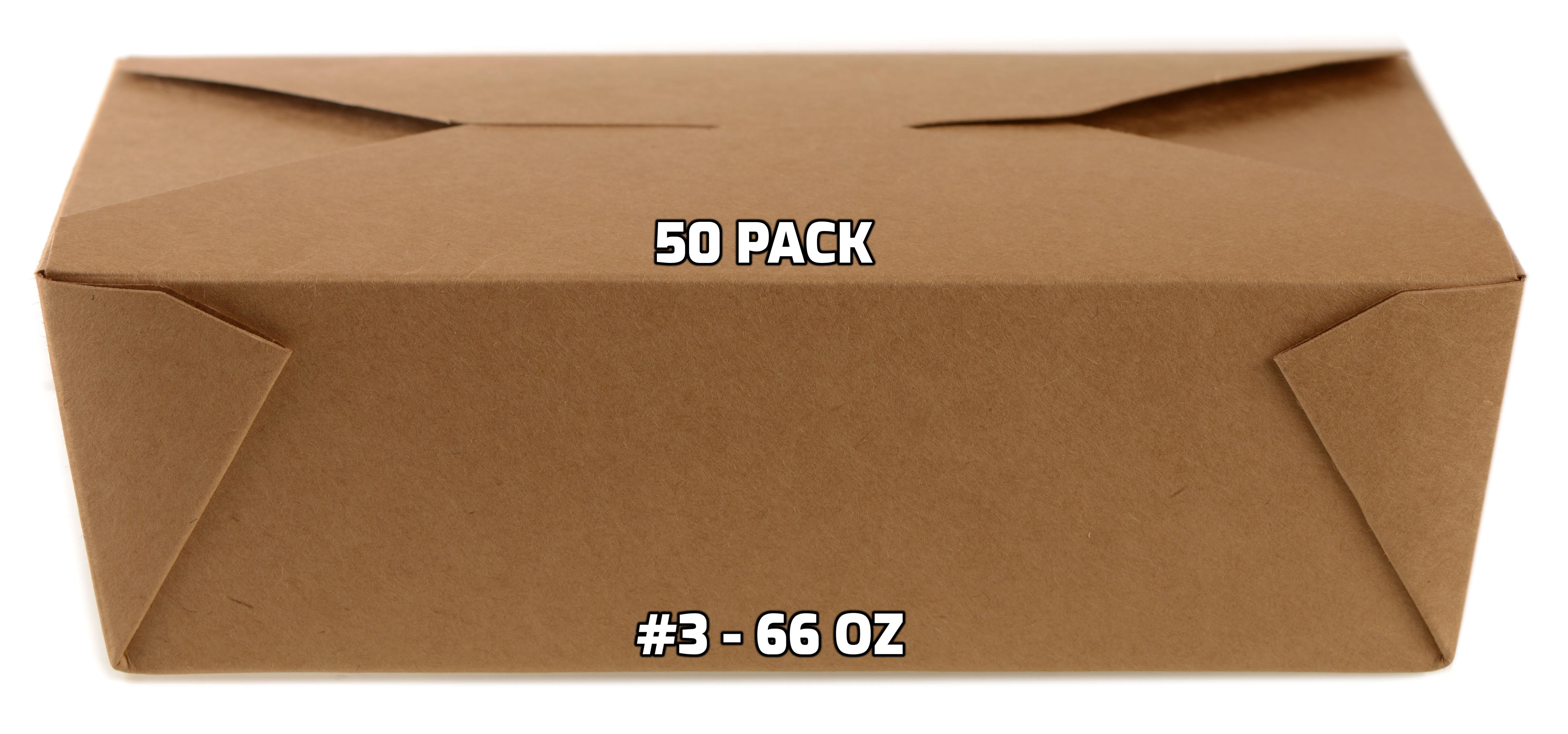 [50 PACK] Take Out Food Containers 66 oz Kraft Brown Paper Take Out ...