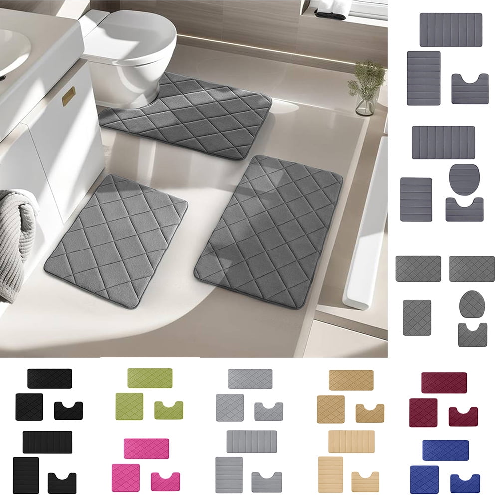 PALIFEUR Bathroom Rugs Luxury Bathroom Rugs Sets 4 Piece Extra Soft Non ...