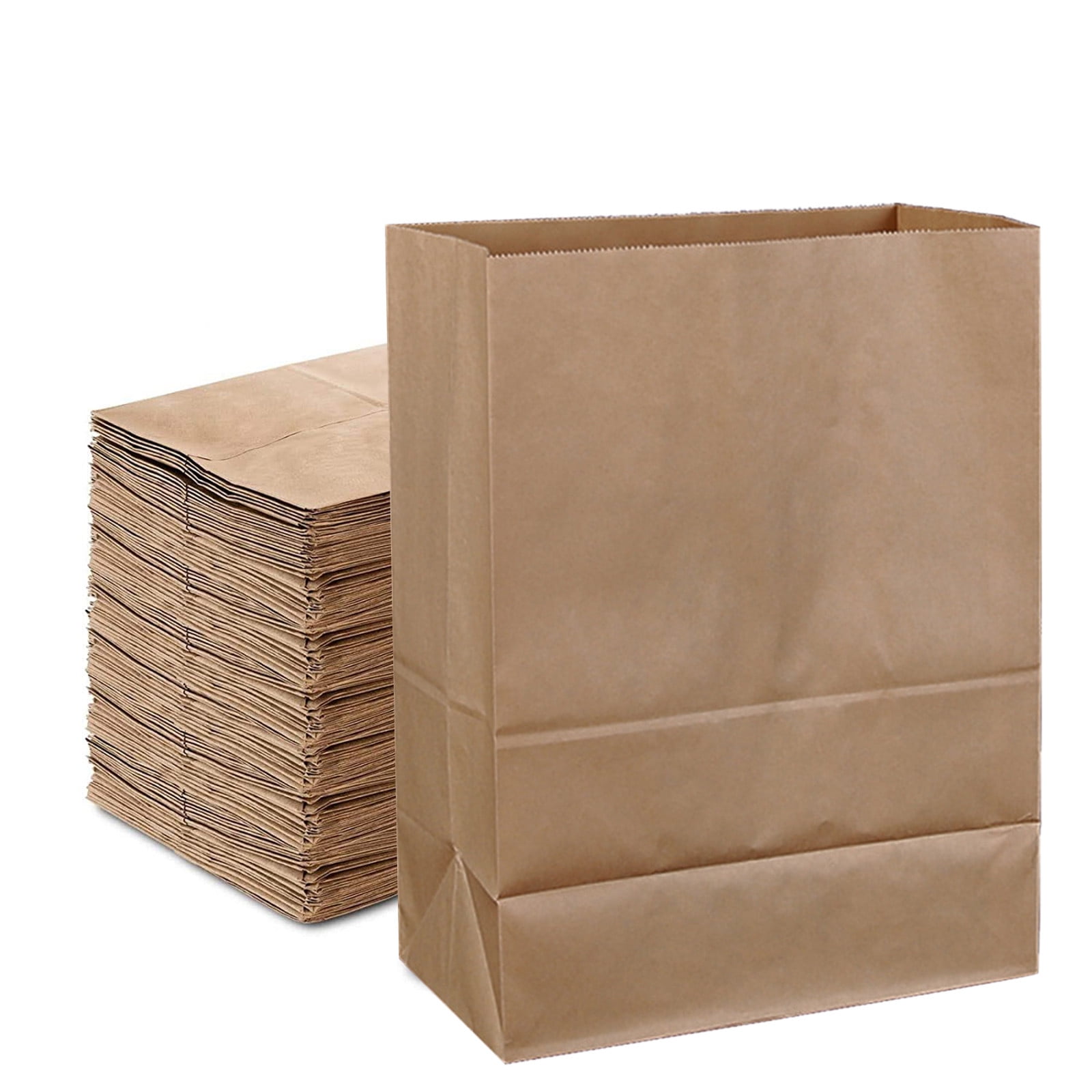 50 PC Large Kraft Brown Paper Grocery Bags - Microwave and Freezer Safe ...