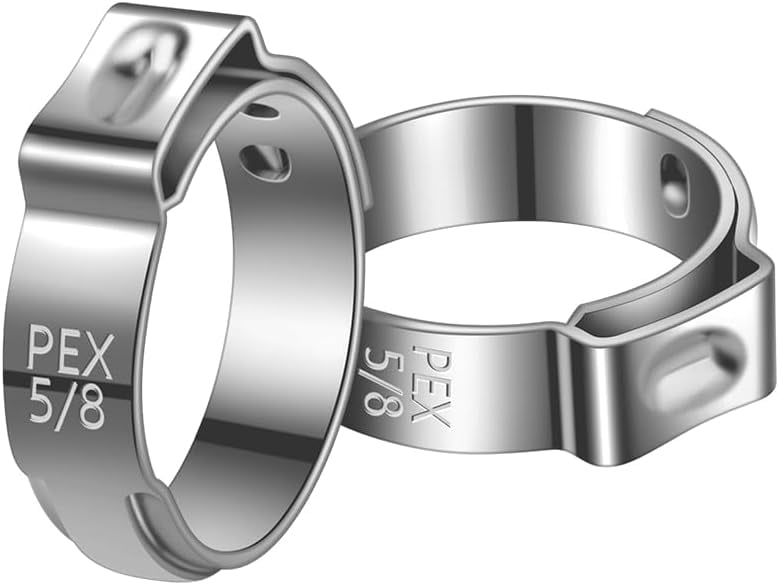 50 PCS 5/8 Inch PEX Cinch Clamp Rings, 304 Stainless Steel Single Ear ...