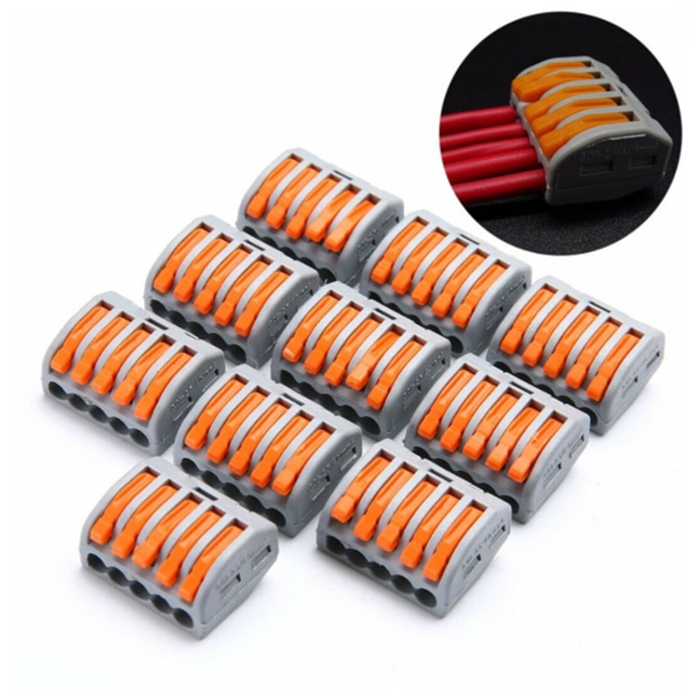 50 PCS 5-Pin Way Reusable Terminal Block Lever Nut Home Wire Connectors ...
