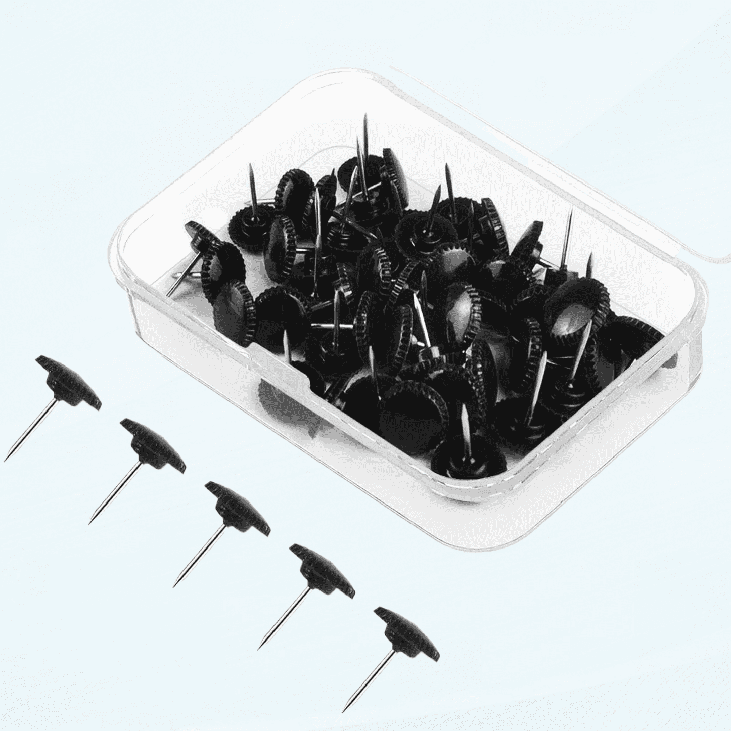 50 PCS Black Plastic Push Pins, Office Supplies Thumb Tacks for Wall ...