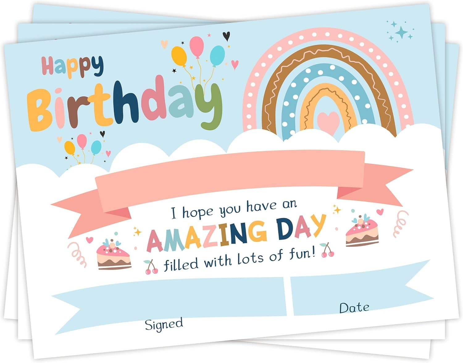 50 PCS Boho Birthday Printable Certificates for Kids Classroom Present ...