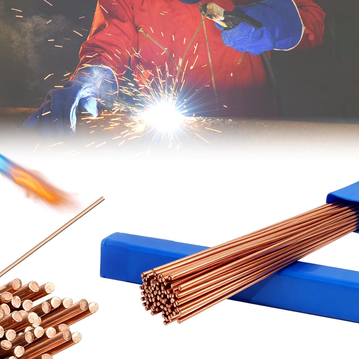 50 PCS Brazing Rods, 5/64" X 9.84" Brass Solder, Bcup-2 Copper Solder ...
