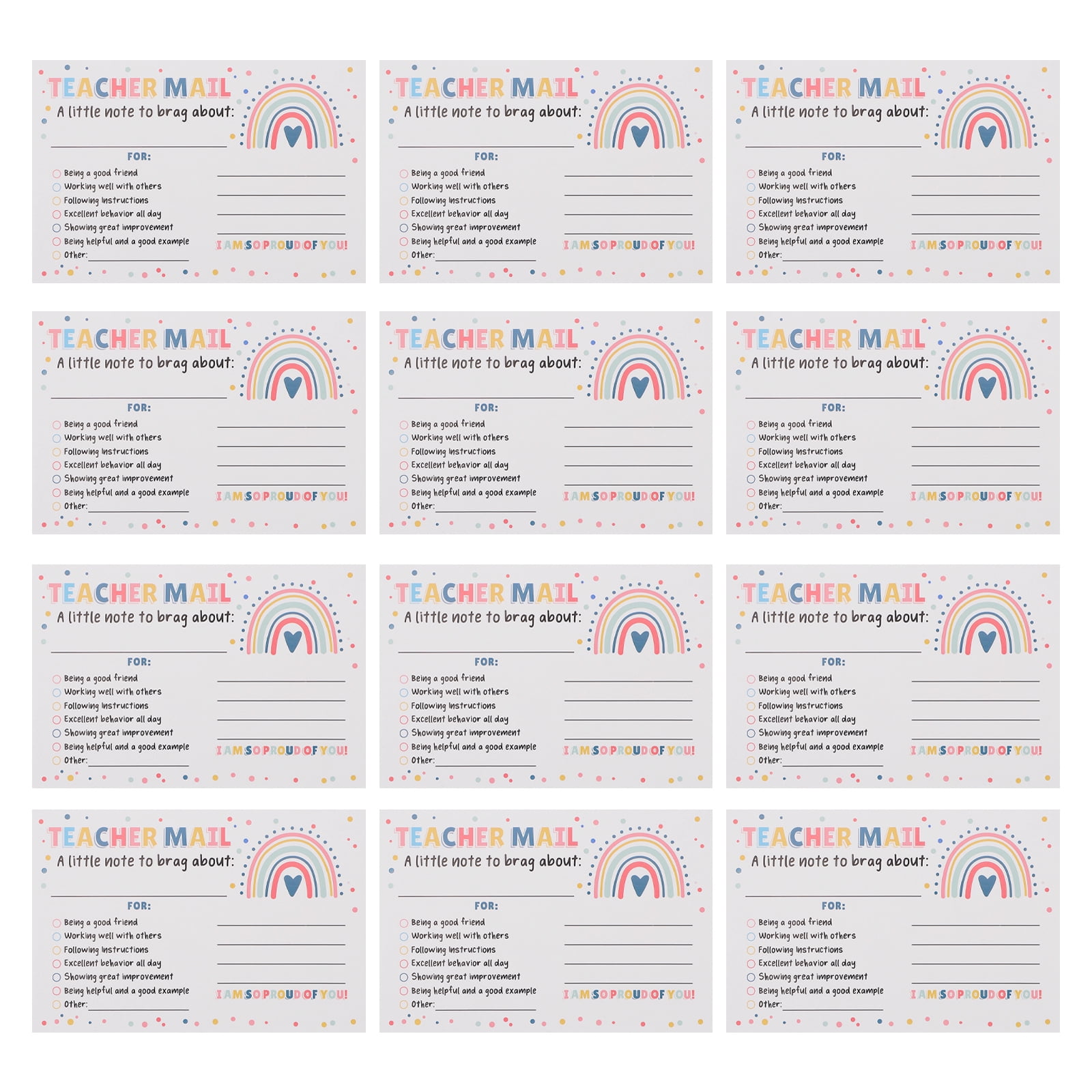 50 PCS Child Notes Incentive Card Toddler Primary School - Walmart.com