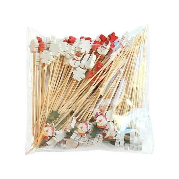 50 PCS Christmas Cocktail Picks, 5.11" Bamboo Xmas Tree Toothpicks for ...