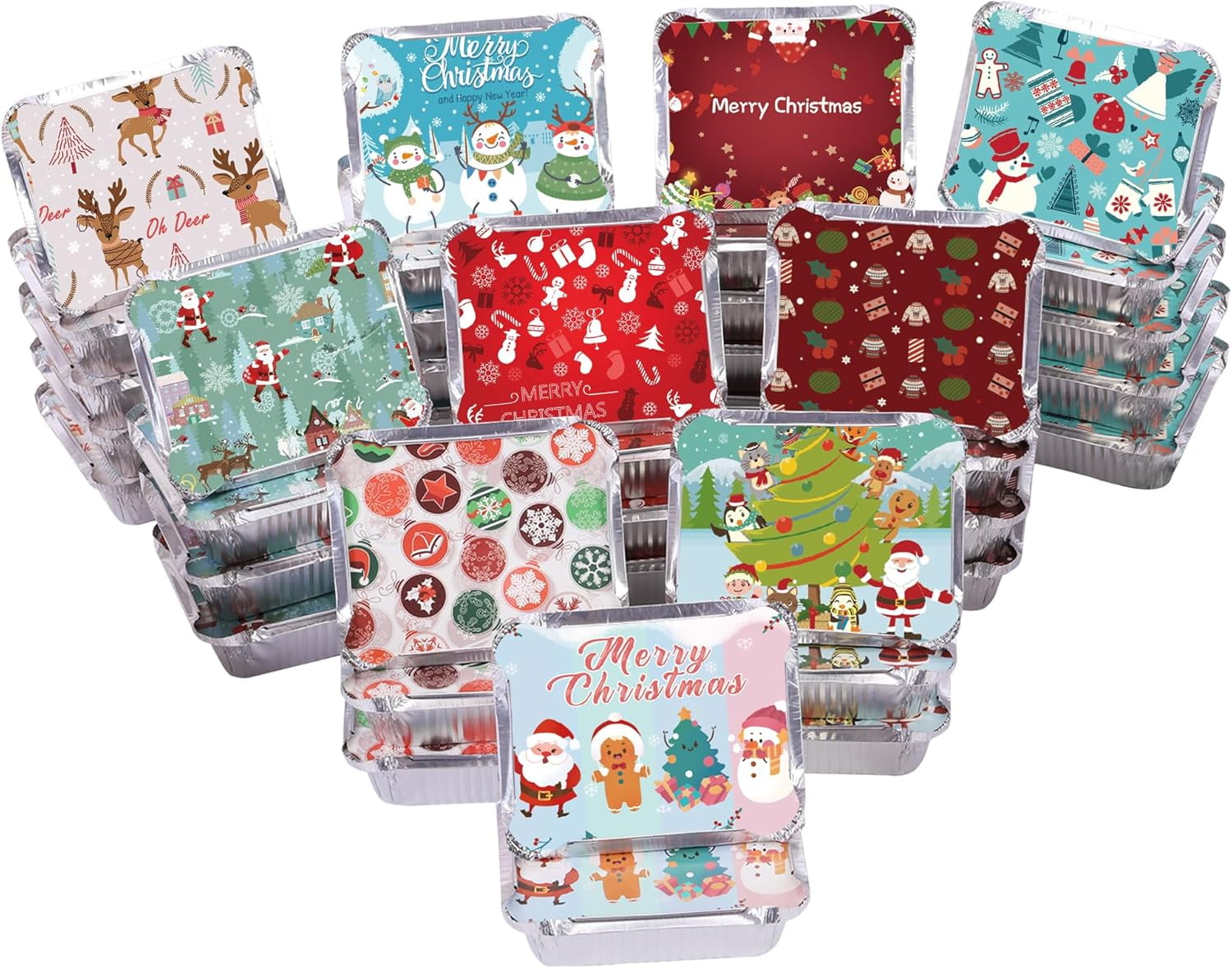 50 PCS Christmas Cookie Tins with Lids for Gift Giving, Disposable Food ...